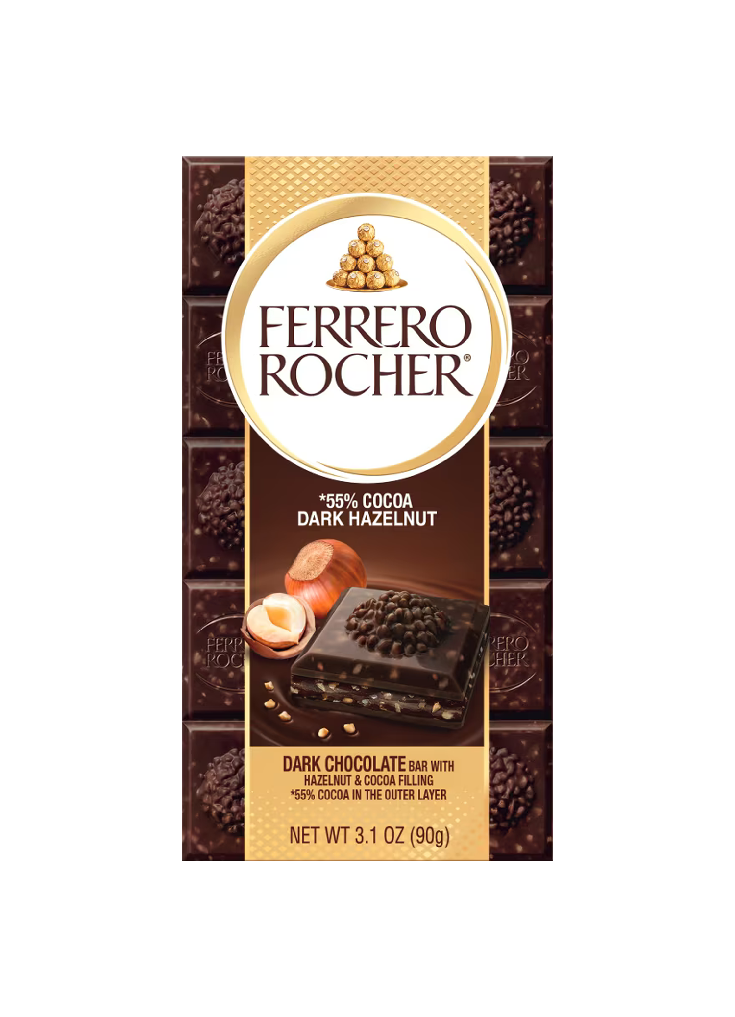 Ferrero Rocher 55% Cocoa Dark Hazelnut Chocolate Bar 90g – Shi Eurasia
