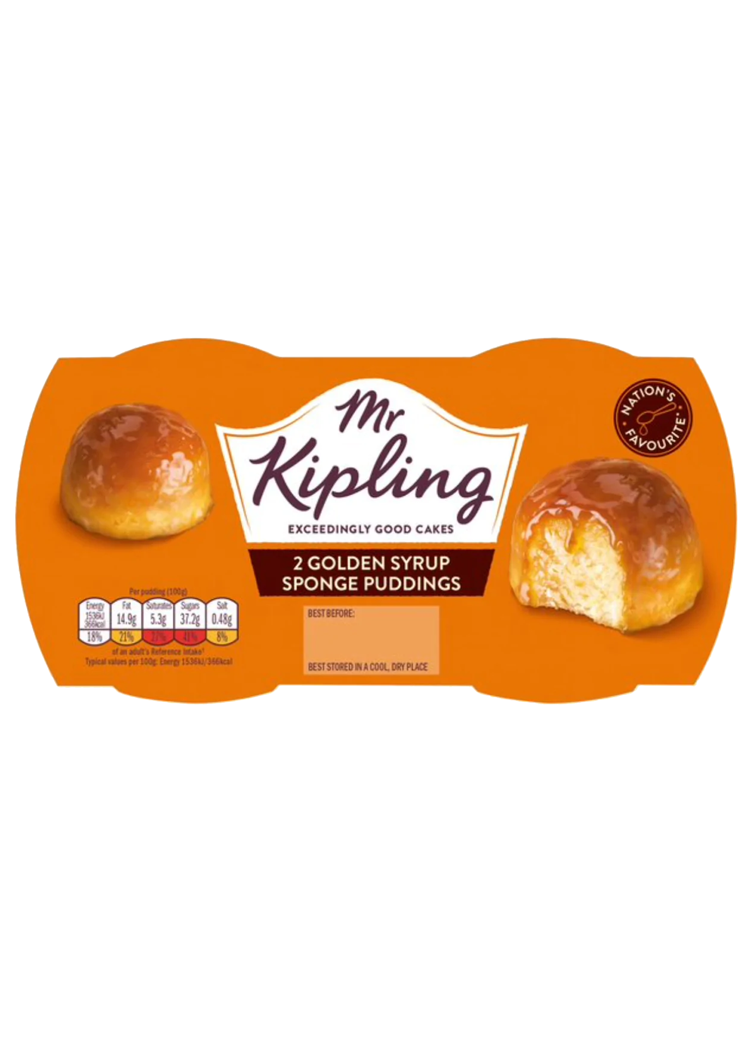 Mr Kipling Exceedingly Good Cakes 2 Golden Syrup Sponge Puddings 190g ...